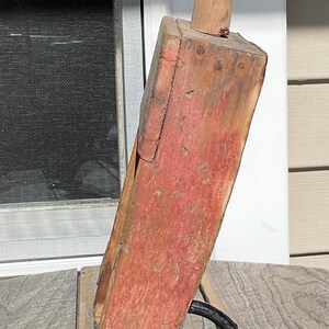 Antique Old Worn Red Paint Wood & Metal Handled Dust Pan Kitchen Prim ...