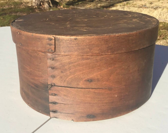 Antique Prim Wooden Circular Pantry Box & Lid 10 D Country Farm ...