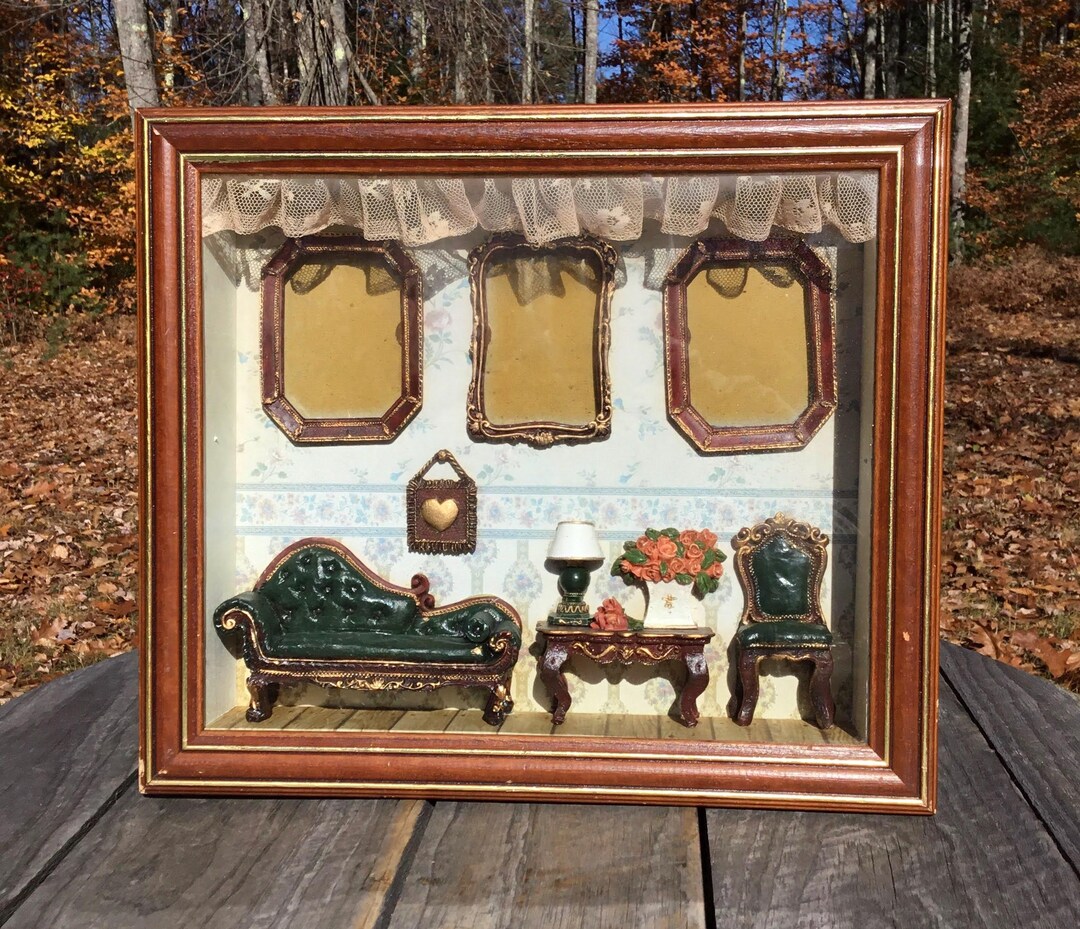 Vintage Diorama Picture Frame Wall Hanging Miniature Victorian Style ...