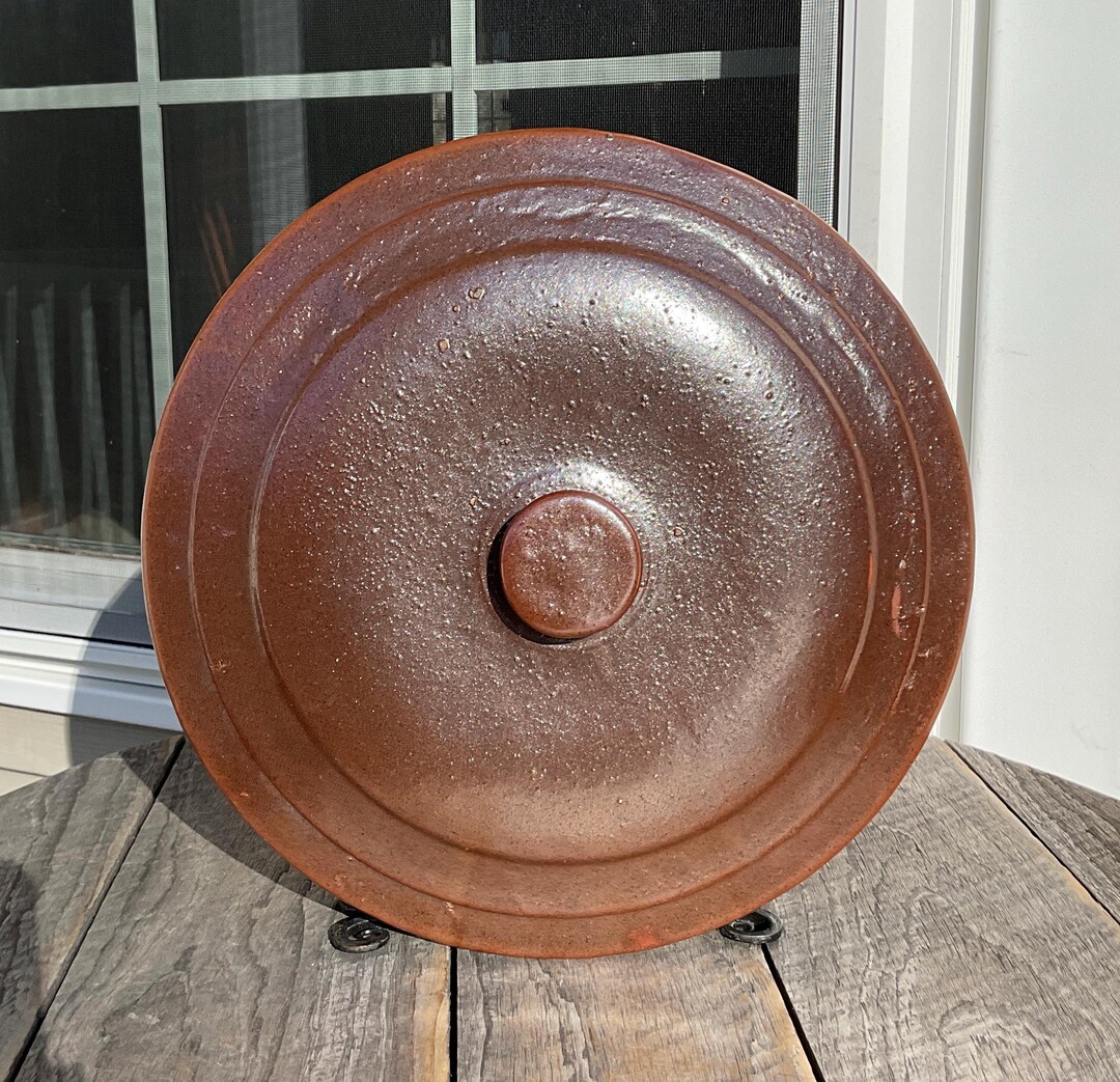 Antique Brown Stoneware Dome Top Button Knob Crock Replacement Lid ONLY ...