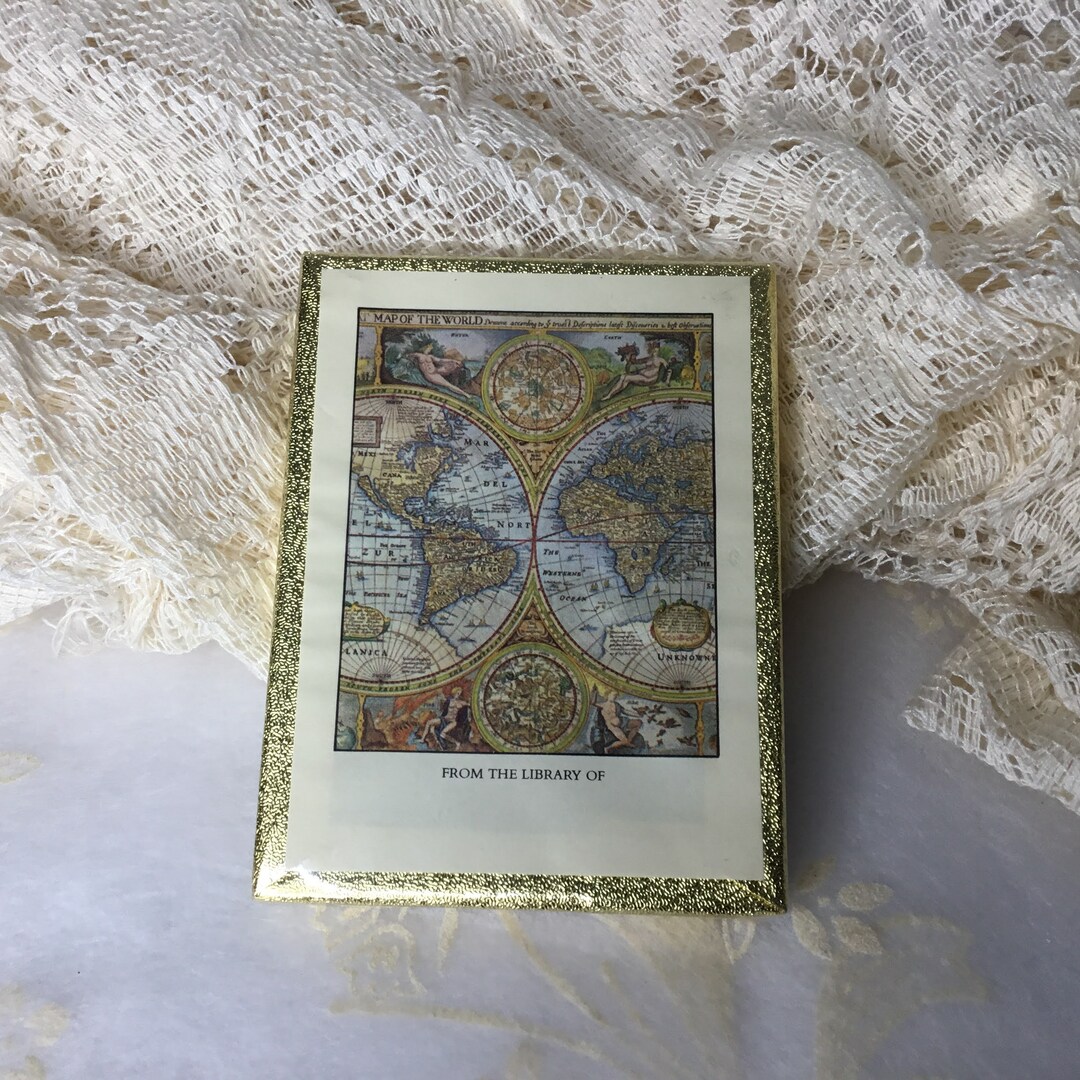 New Old Stock 50 Count Vintage Antioch Bookplate Company Ex Libris Map ...