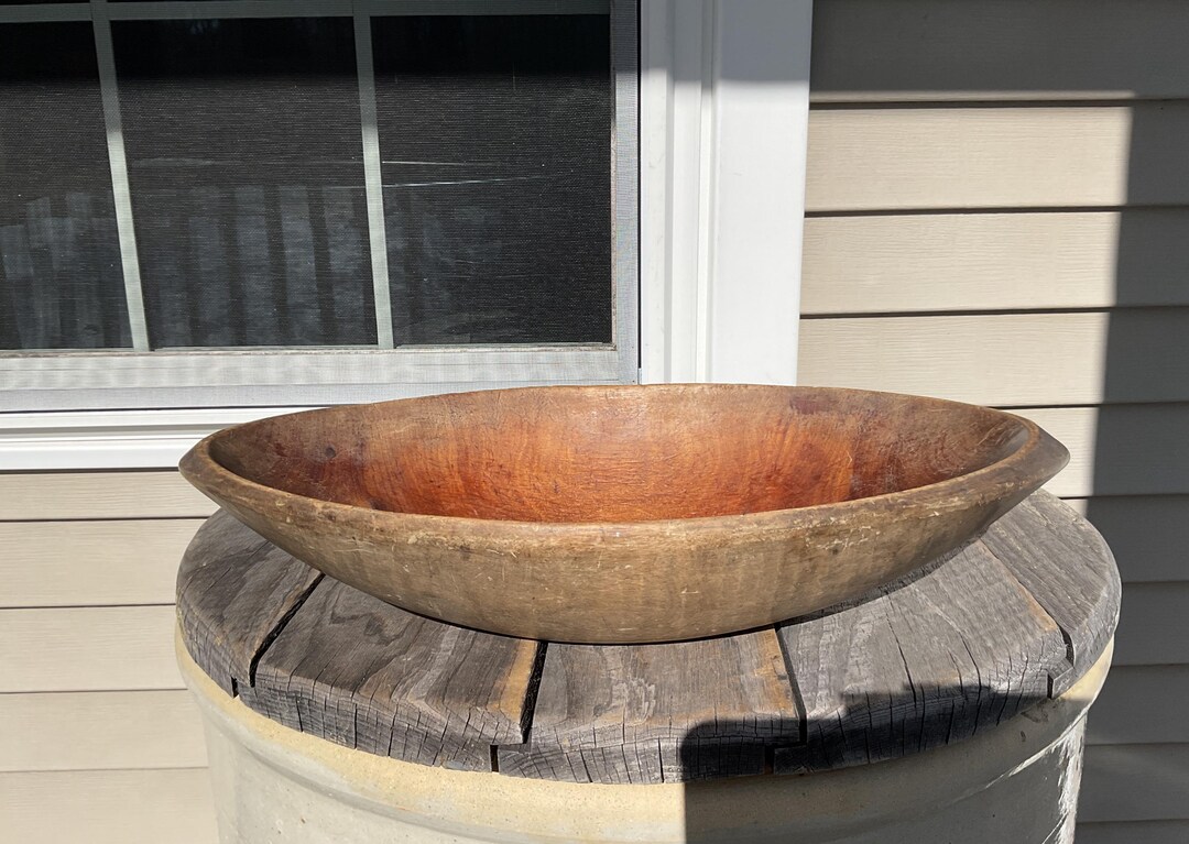 Antique Primitive Oval Hand Carved Wood Trencher 18" L Country ...