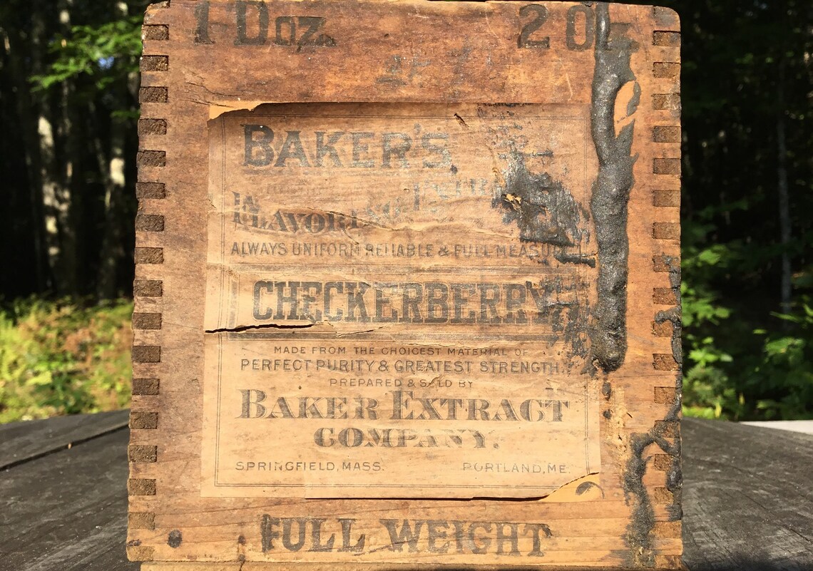 Antique Advertising Bakers Fruit Flavor Extract Wood Box Portland ME ...