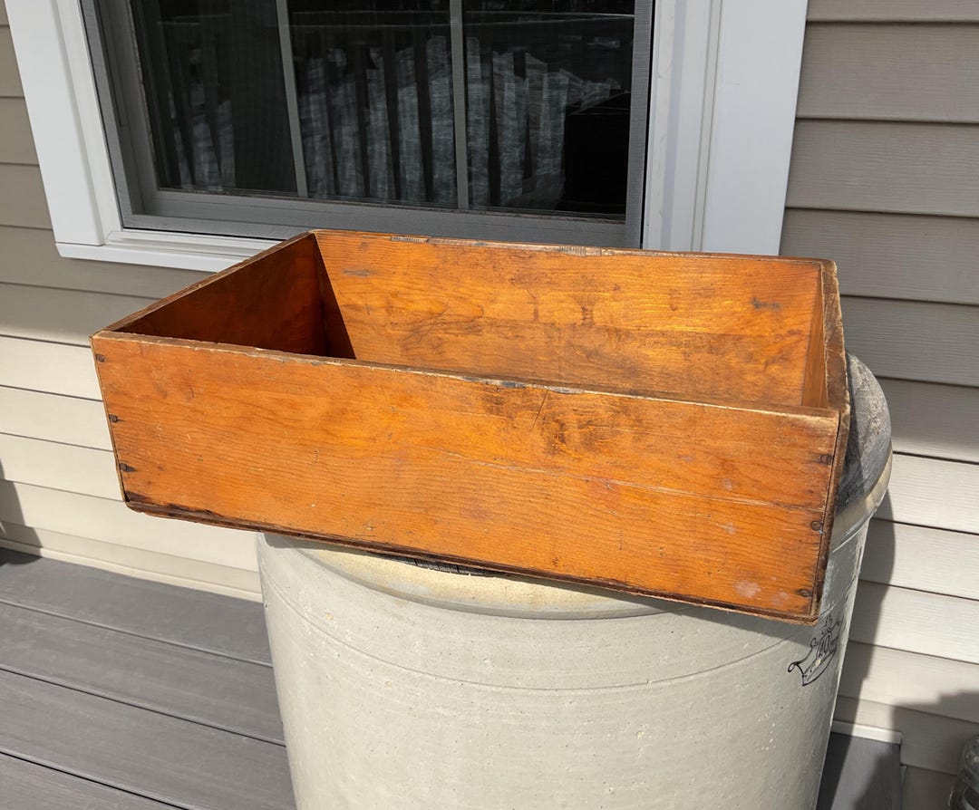 Vintage Rectangular Wooden Drawer Box Repurpose Upcycle Rustic Wood 18 ...