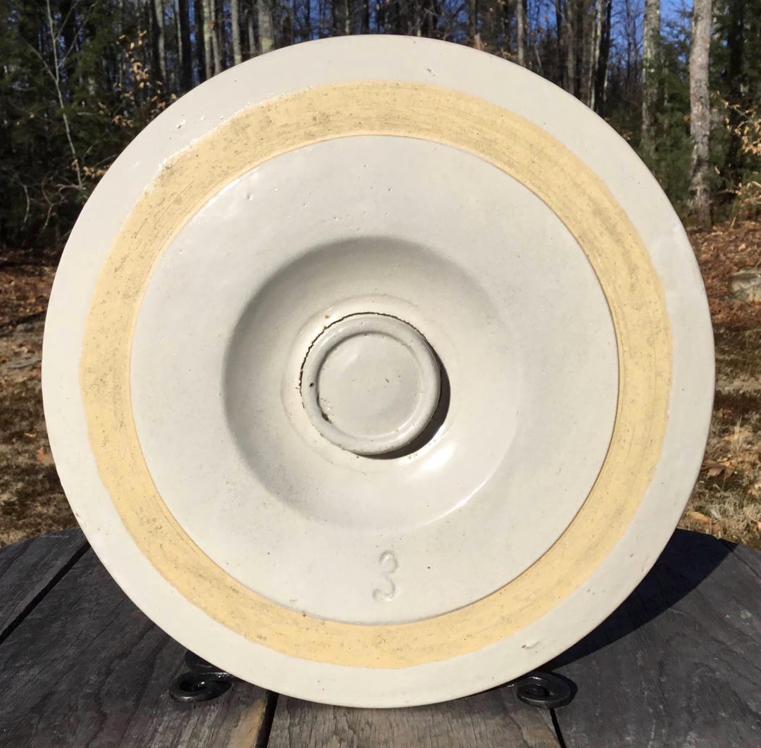Antique Stamped 3 Gal off White Stoneware Crock Lid Recess Button Knob ...