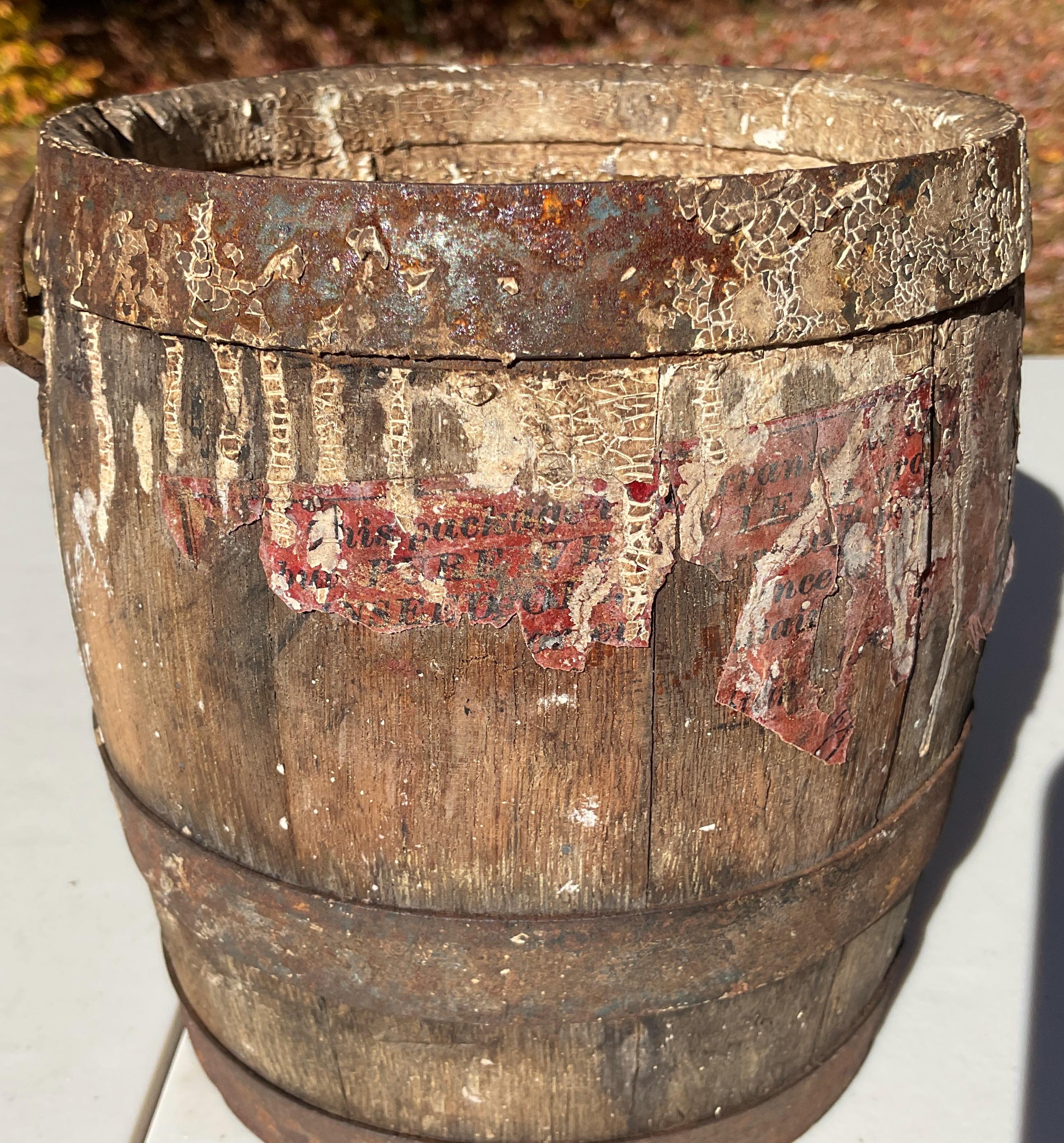 Antique Small Wood Paint Pail Barrel Bucket Swing Handle Crusty Paint 6 ...