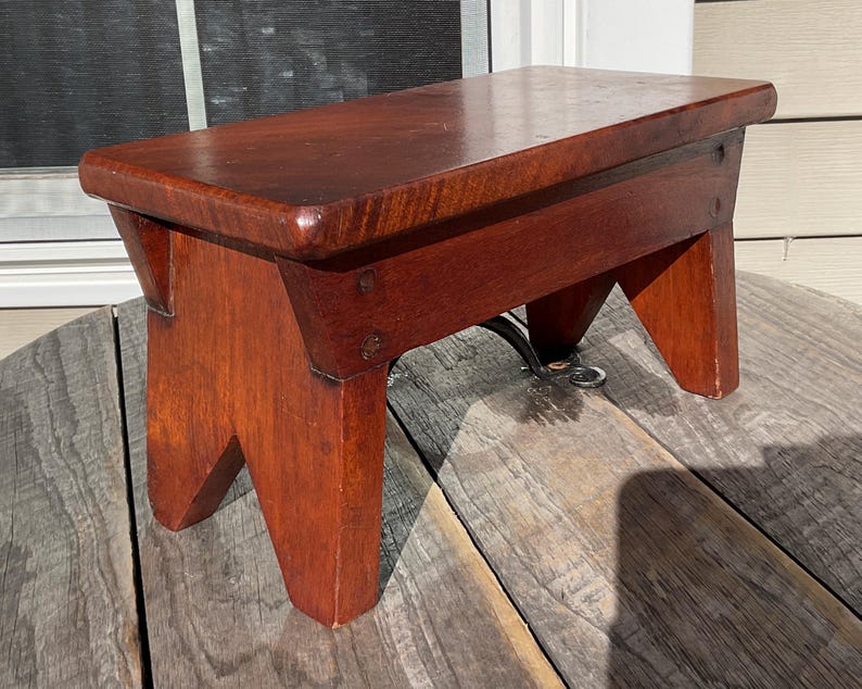 Vintage Wood Cricket Foot Stool Bench Footrest Boot Jack Ends Dark ...