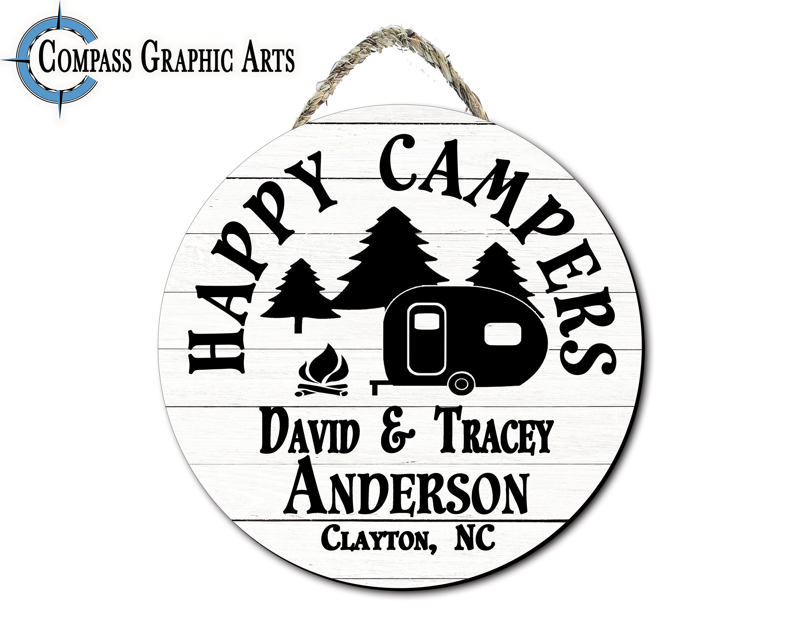 Happy Campers Round Wood Sign Personalized Custom Family - Etsy