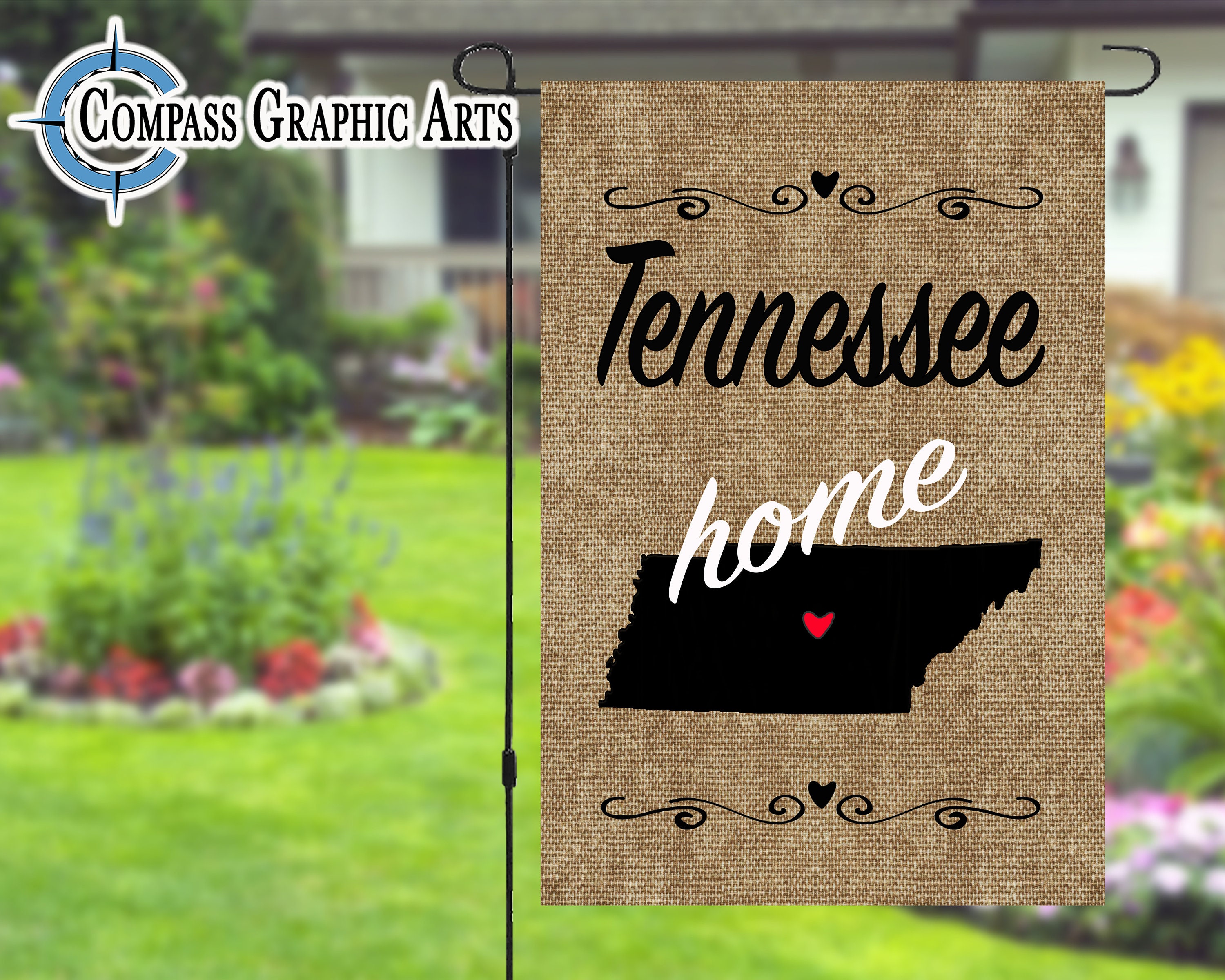 Tennessee State Home Garden Banner Flag Burlap Print Style | Etsy