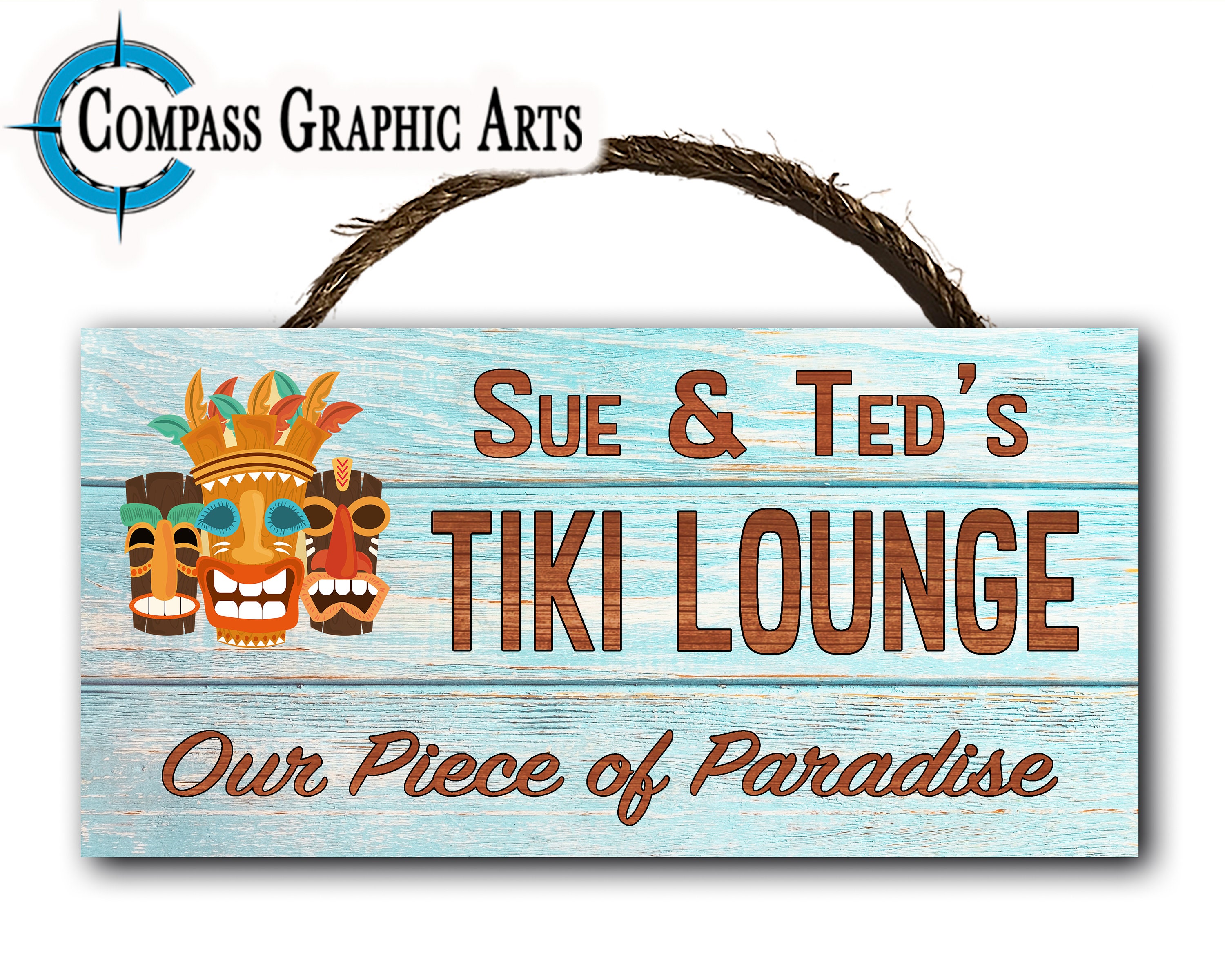 Tiki Bar Decor Hanging Wood Sign Custom Name Hawaiian Room | Etsy