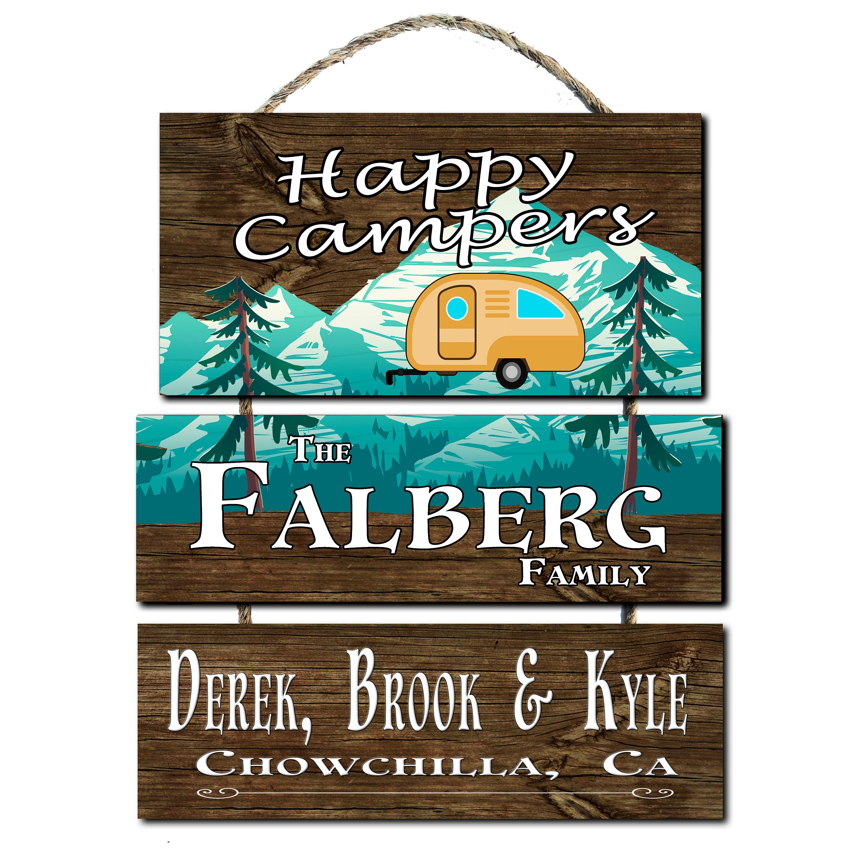 Happy Campers Personalized Custom Family Name Hanging Double - Etsy