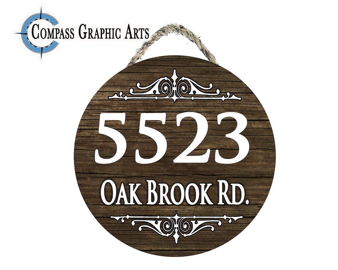 Street Address Sign- Round Wood Sign- Personalized Custom House Number ...