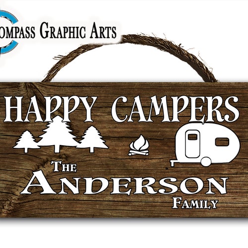Happy Campers Personalized Custom Family Name Hanging Double - Etsy