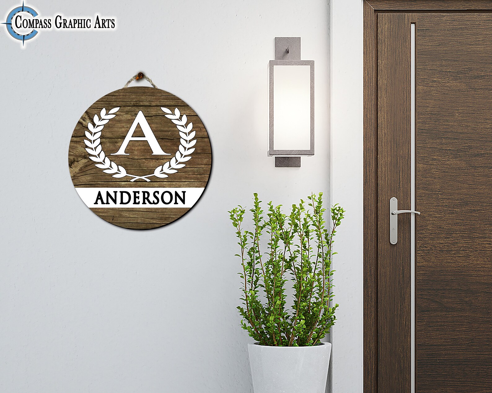 Monogram Sign Hanging Wood Sign Custom Name Initial Sign - Etsy