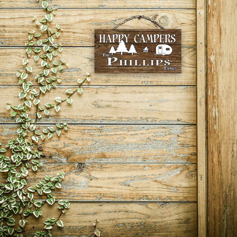 Happy Campers Personalized Custom Family Name Hanging Wood - Etsy