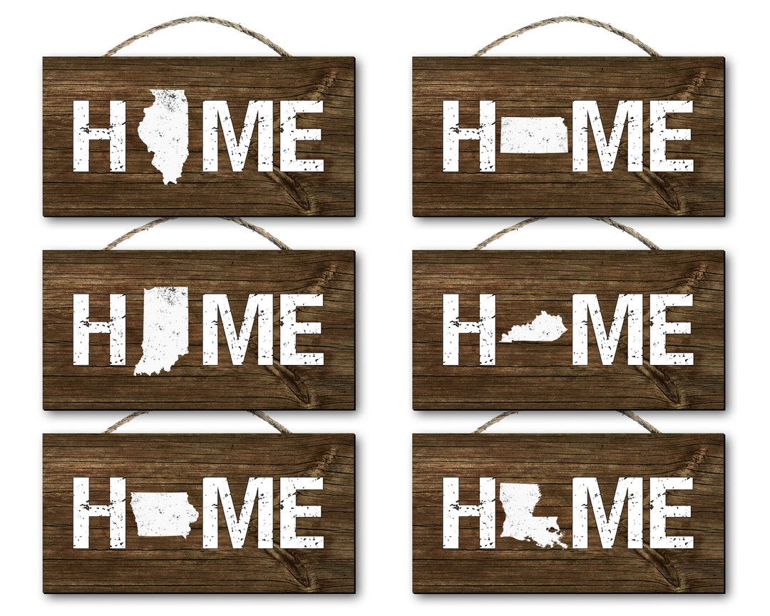 State Home Sign Hanging Wood Plaque Wall Door Sign State Sign House ...