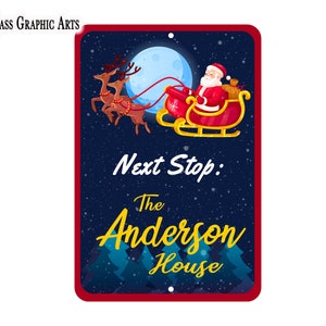 Santa Sleigh Sign Next Stop Custom Merry Christmas Sign - Etsy