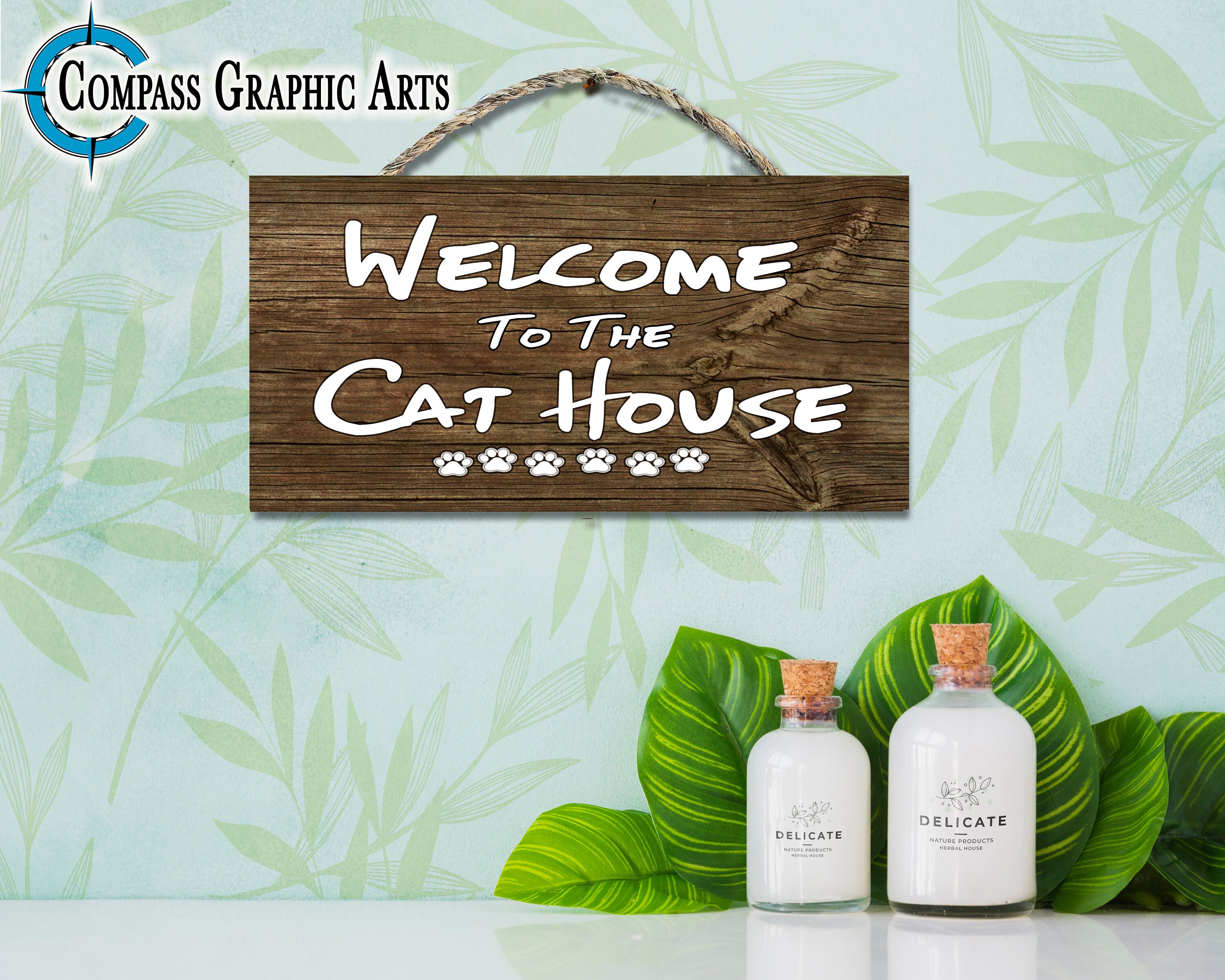 Welcome to the Cat House Hanging Wood Plaque Wall Sign Fun | Etsy