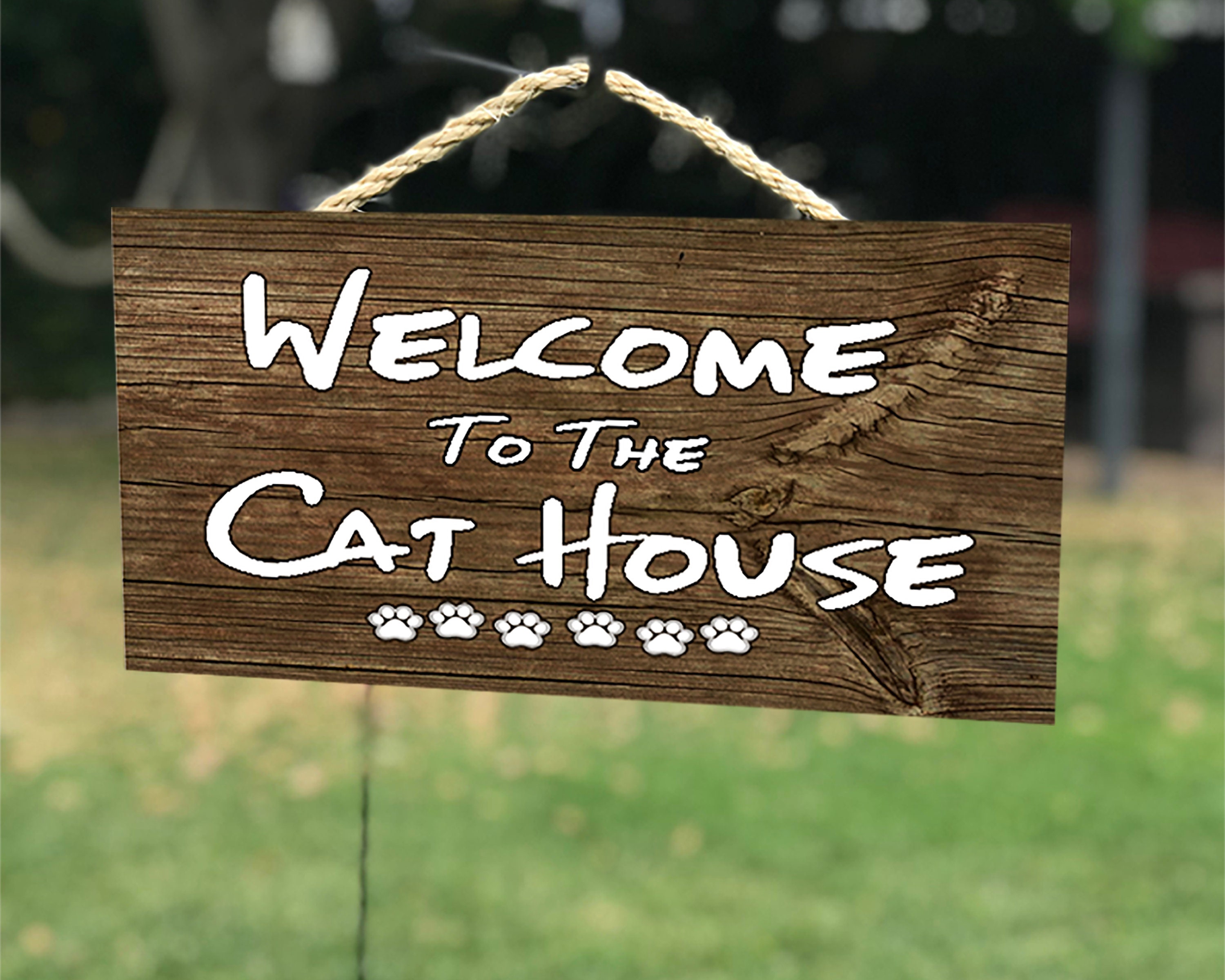 Welcome to the Cat House Hanging Wood Plaque Wall Sign Fun | Etsy