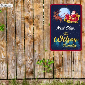 Santa Sleigh Sign Next Stop Custom Merry Christmas Sign - Etsy