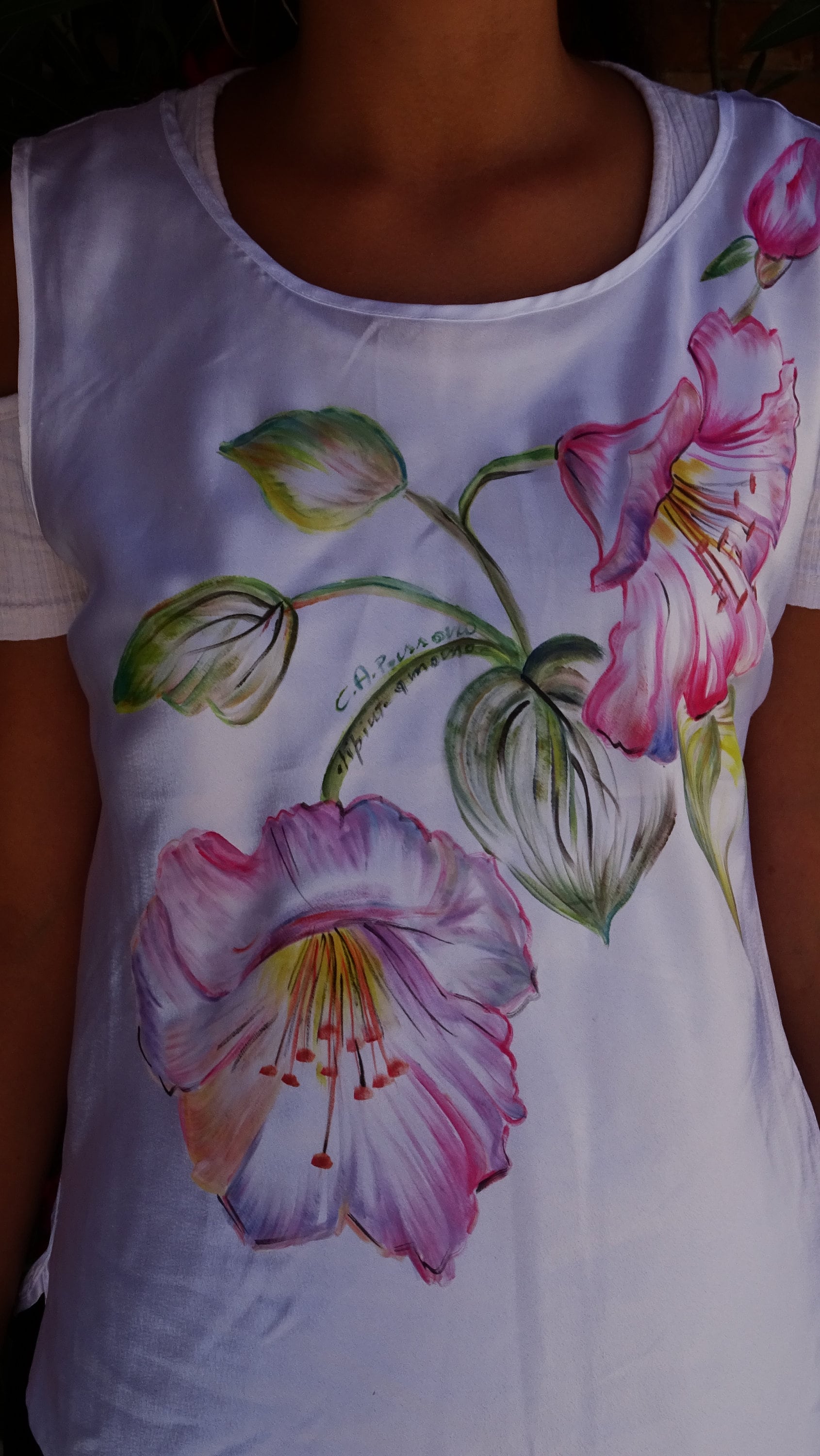 Hand-painted Tank Top With Flowers - Etsy