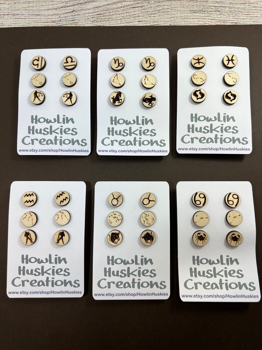 Wooden Earrings - Astrological Signs Set 1 - Etsy