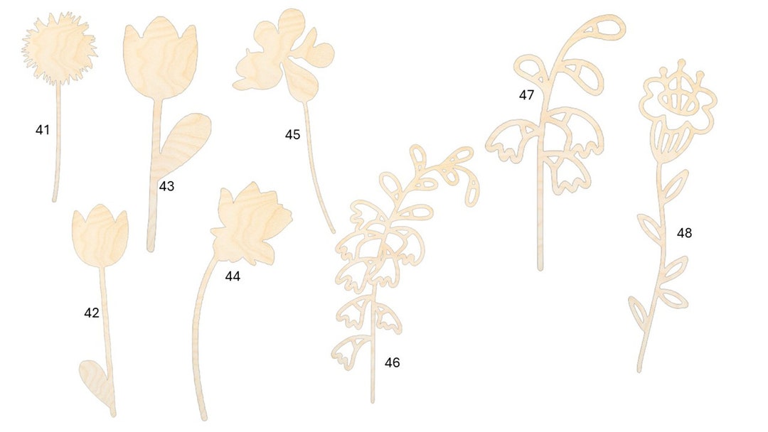 Unpainted Wooden Flower Set 6: Birch or Acrylic, Craft Decor - Etsy