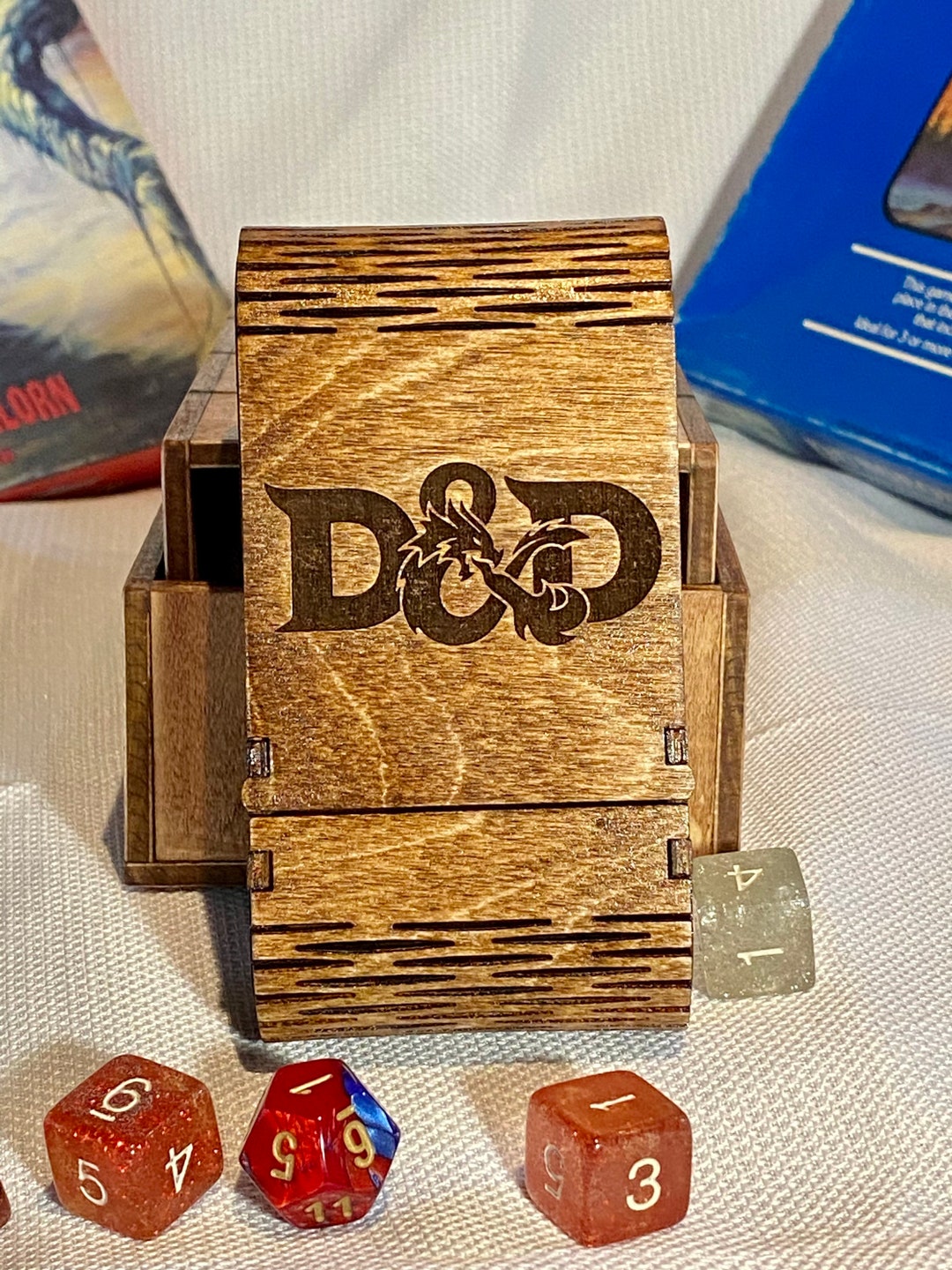 Laser Engraved/cut Wooden Dice Box - Etsy