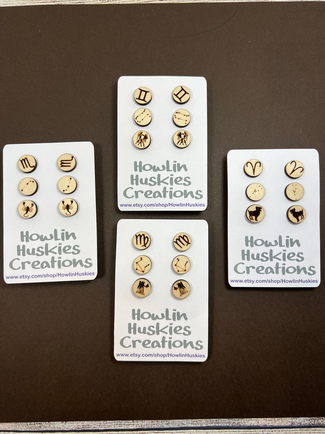 Wooden Earrings Astrological Signs Set 2 - Etsy