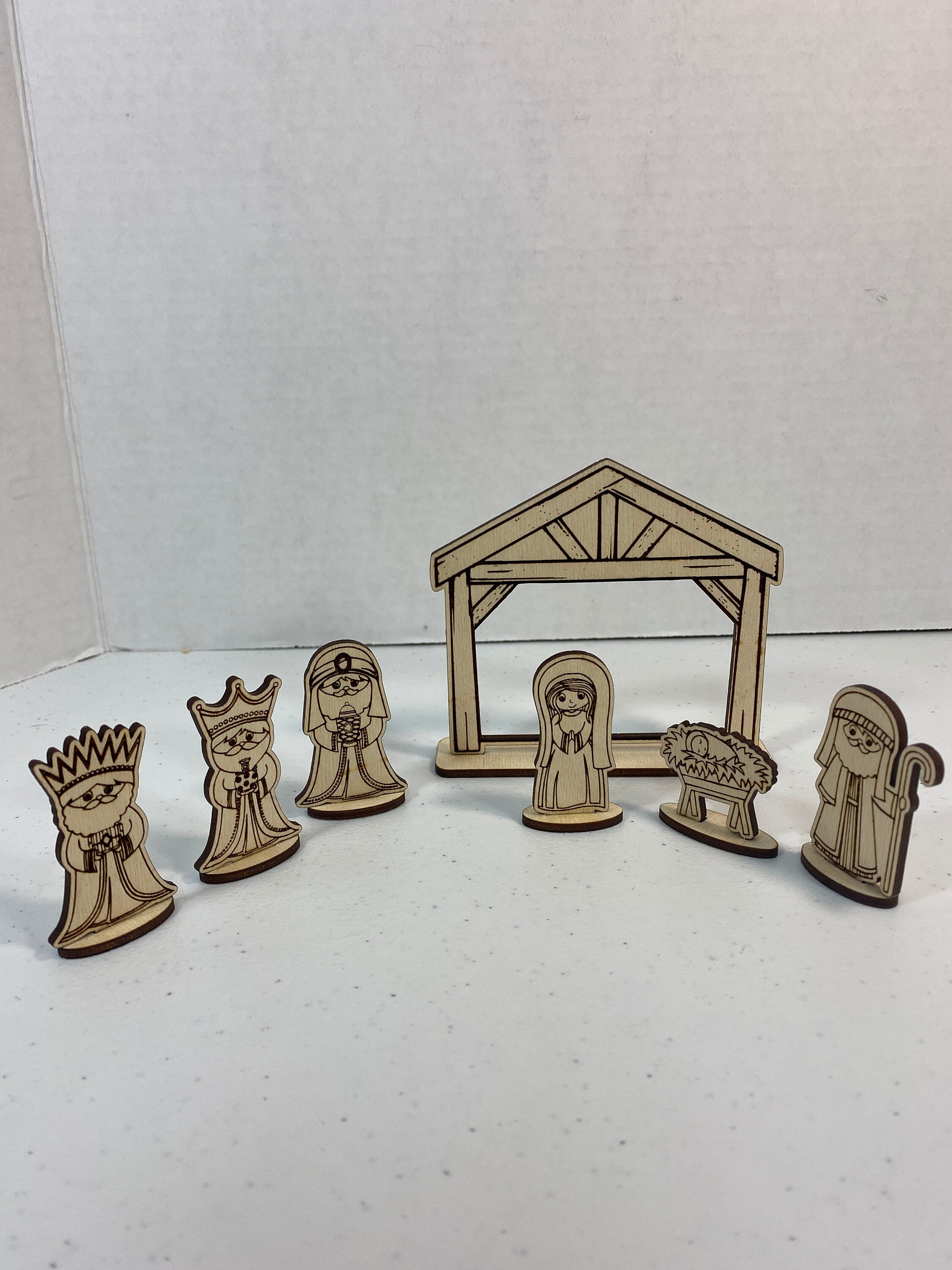 Laser Cut and Engraved Nativity Scene Unpainted | Etsy