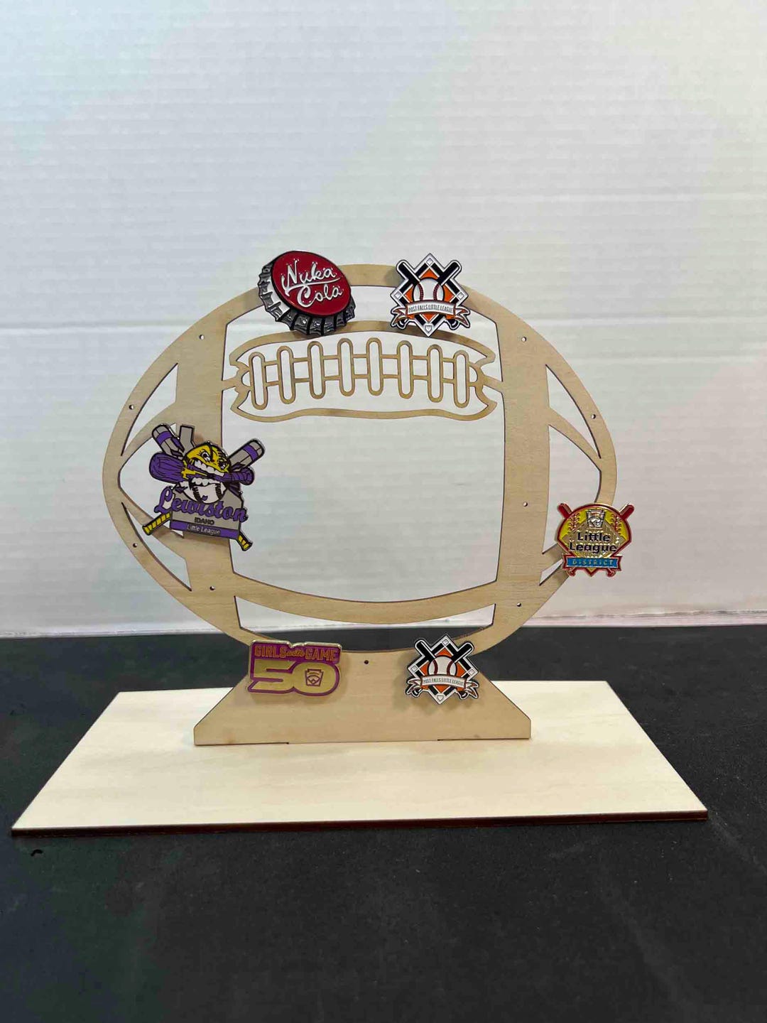 Wooden Football Shaped Sports Pin or Hat Pin Display Stand - Etsy