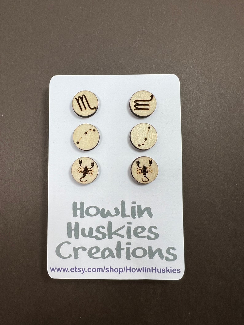 Wooden Earrings Astrological Signs Set 2 - Etsy