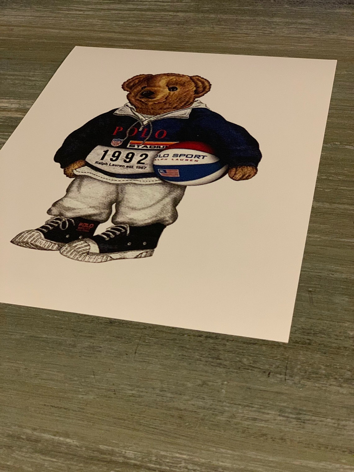 9X12 Polo Bear Print USA - Etsy