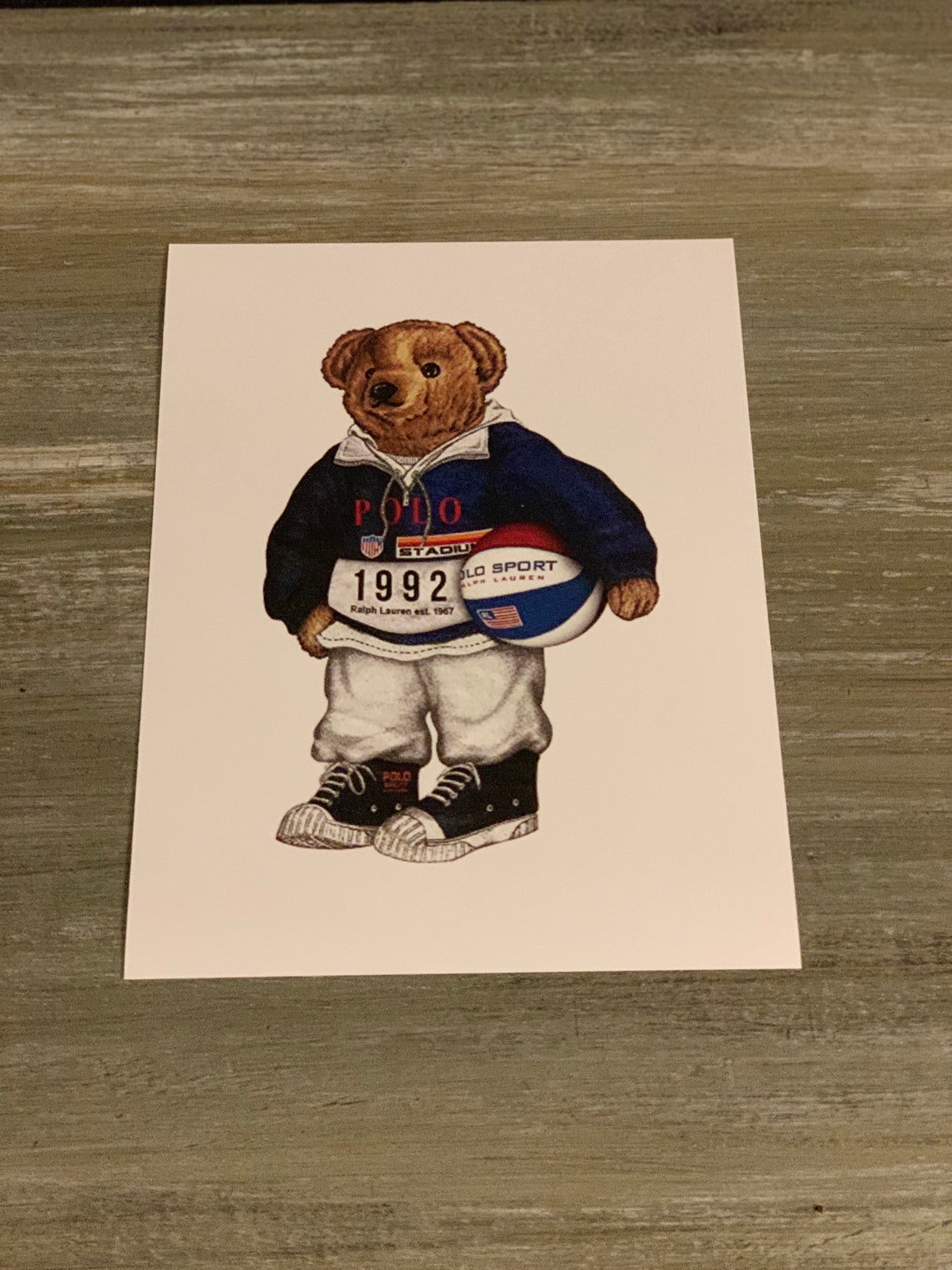 9X12 Polo Bear Print USA - Etsy