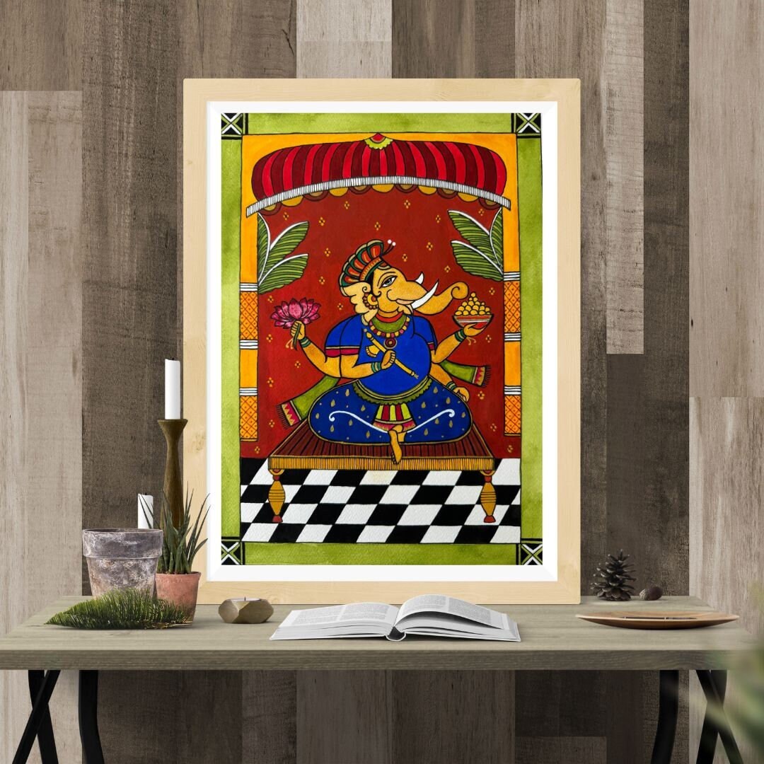 Ganesha Painting, Chitraka the Art Studio, Folk Art Painting, Indian ...