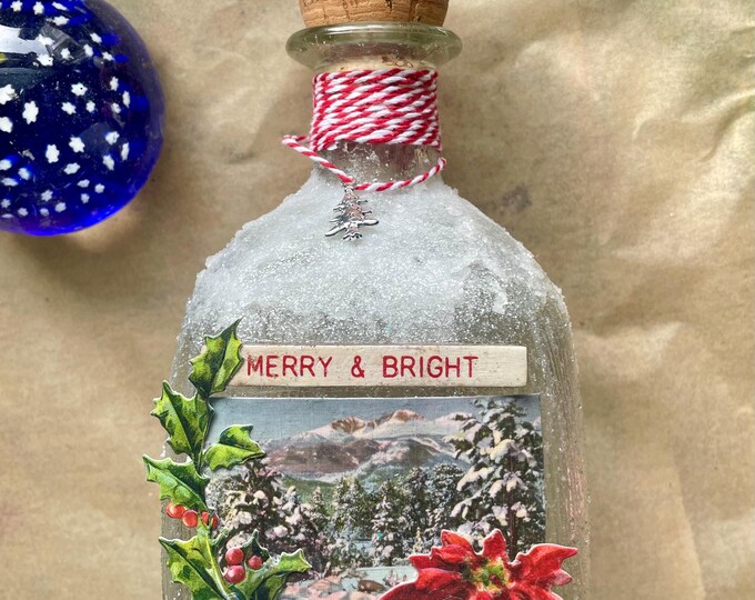 Snowy Vintage Christmas Altered Patron Bottle - Etsy