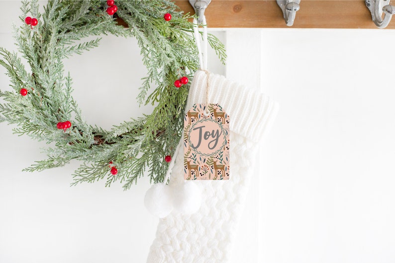 CHRISTMAS GIFT TAGS Joy Gift Tags Botanical Christmas - Etsy