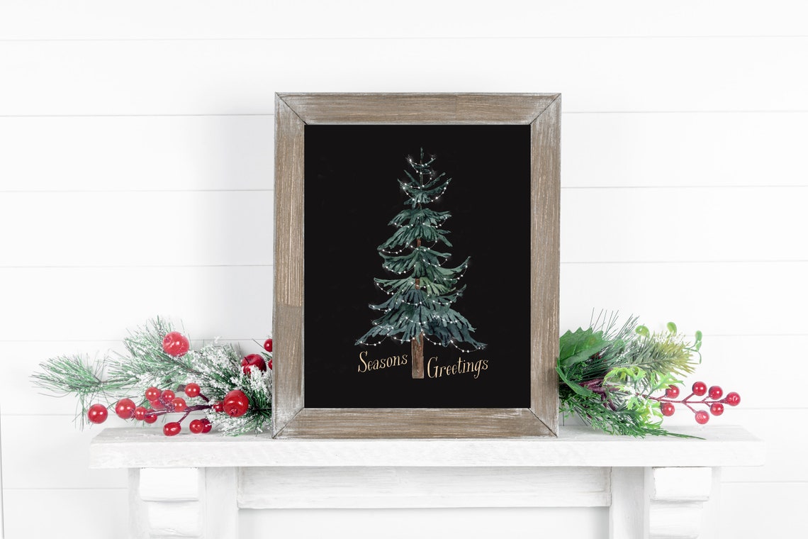 SEASONS GREETINGS Sign Printable Sign DIY Christmas Decor | Etsy