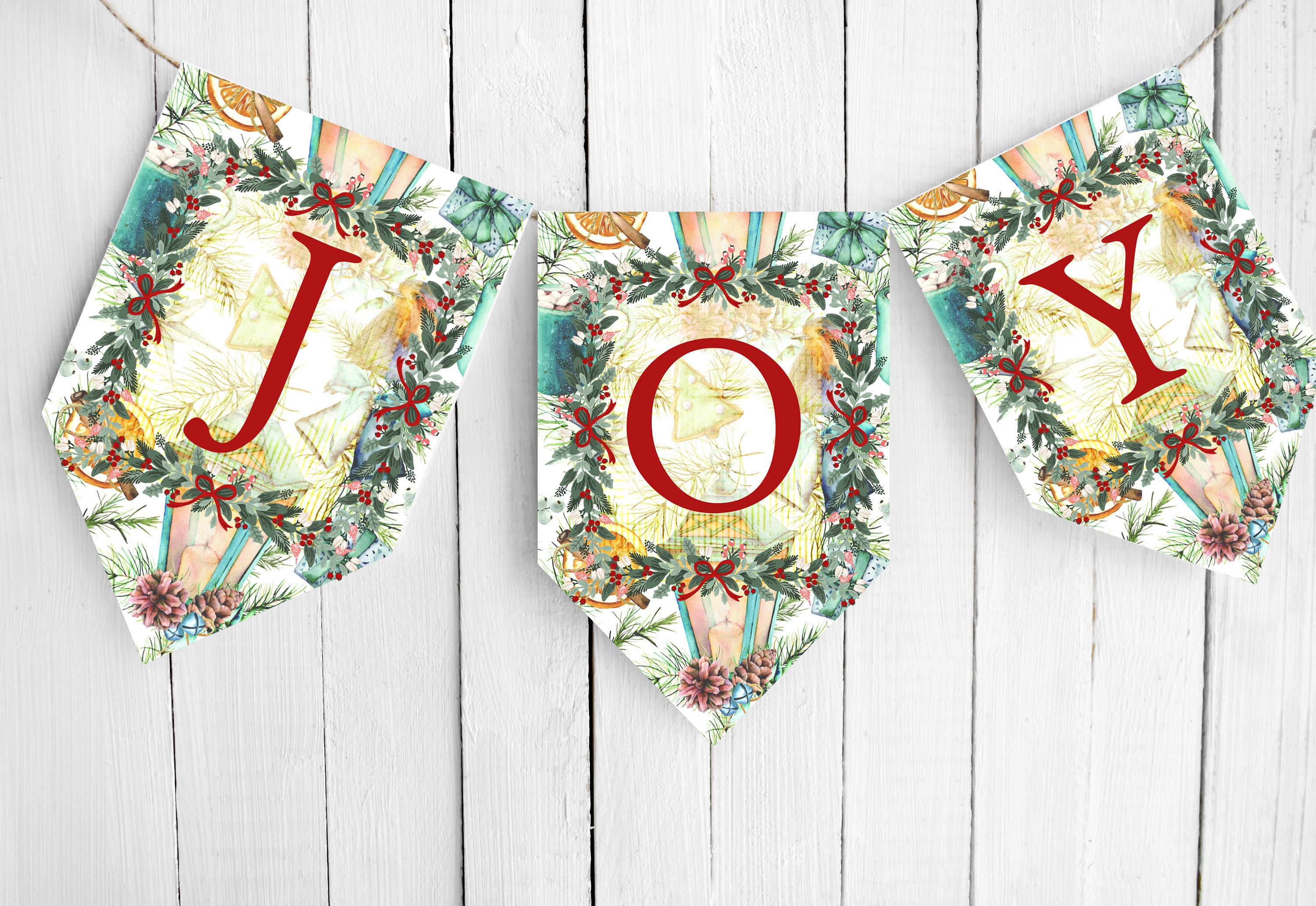 JOY CHRISTMAS BANNER Printable Christmas Banner Joy Pendant - Etsy