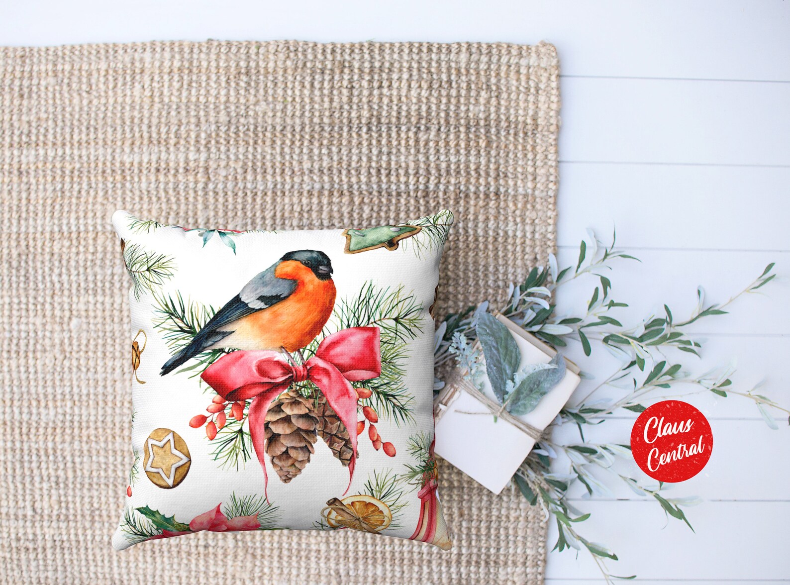CHRISTMAS FINCH PILLOW Cover Christmas Bird Decor Multiple - Etsy