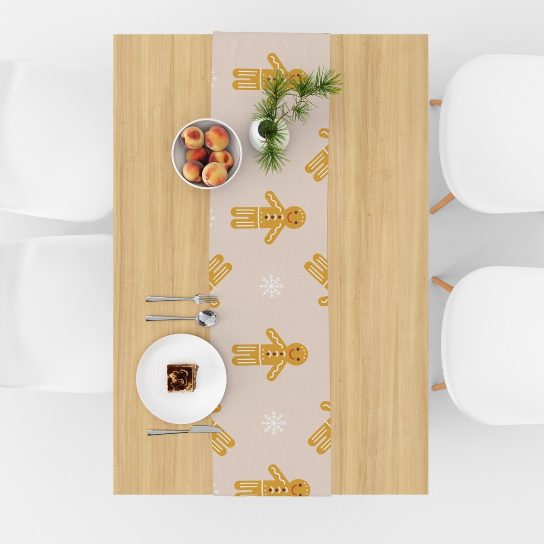 Pink Gingerbread Man Christmas Holiday Table Runner, Pink Christmas ...