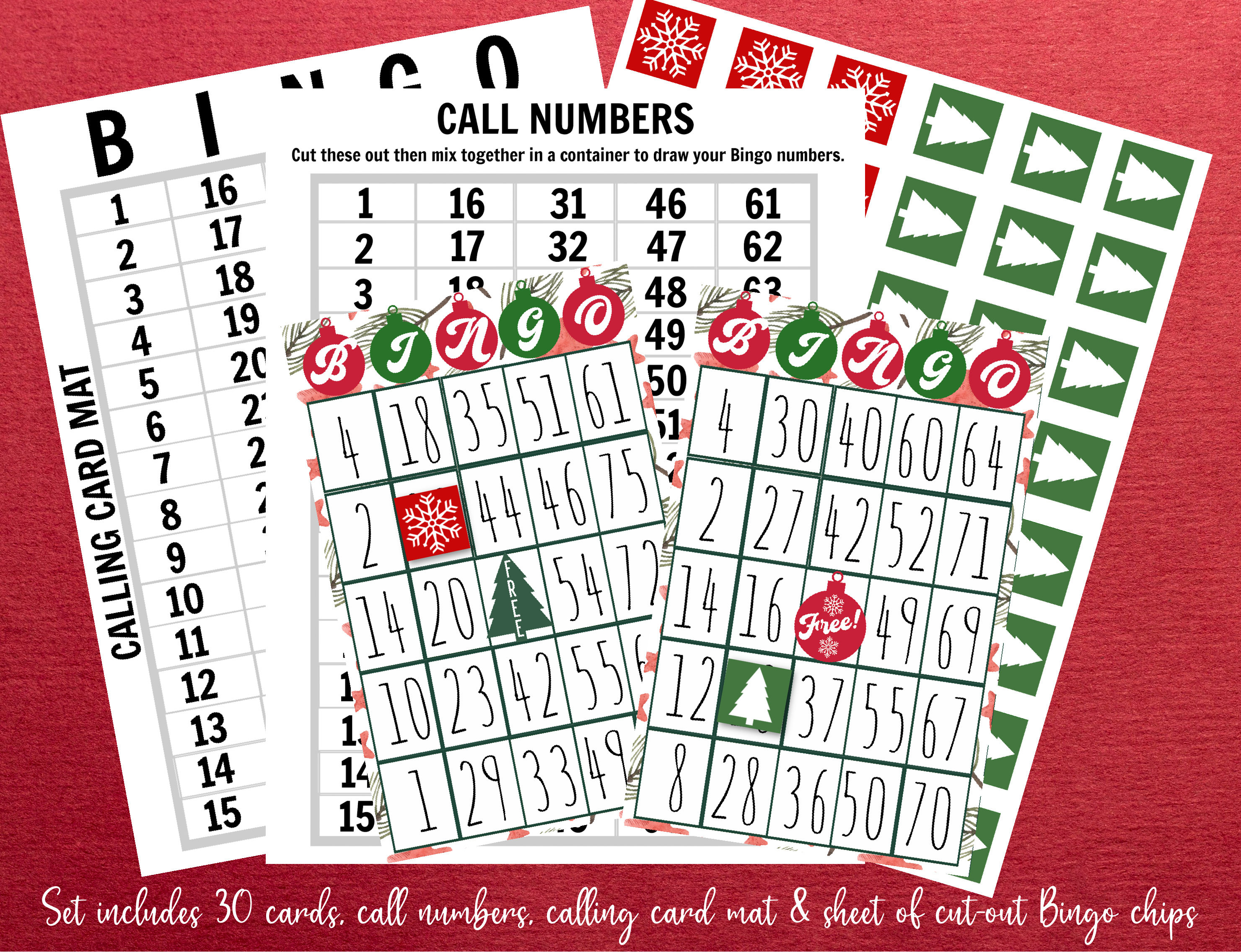 CHRISTMAS BINGO Set Printable Bingo Set Christmas Games - Etsy