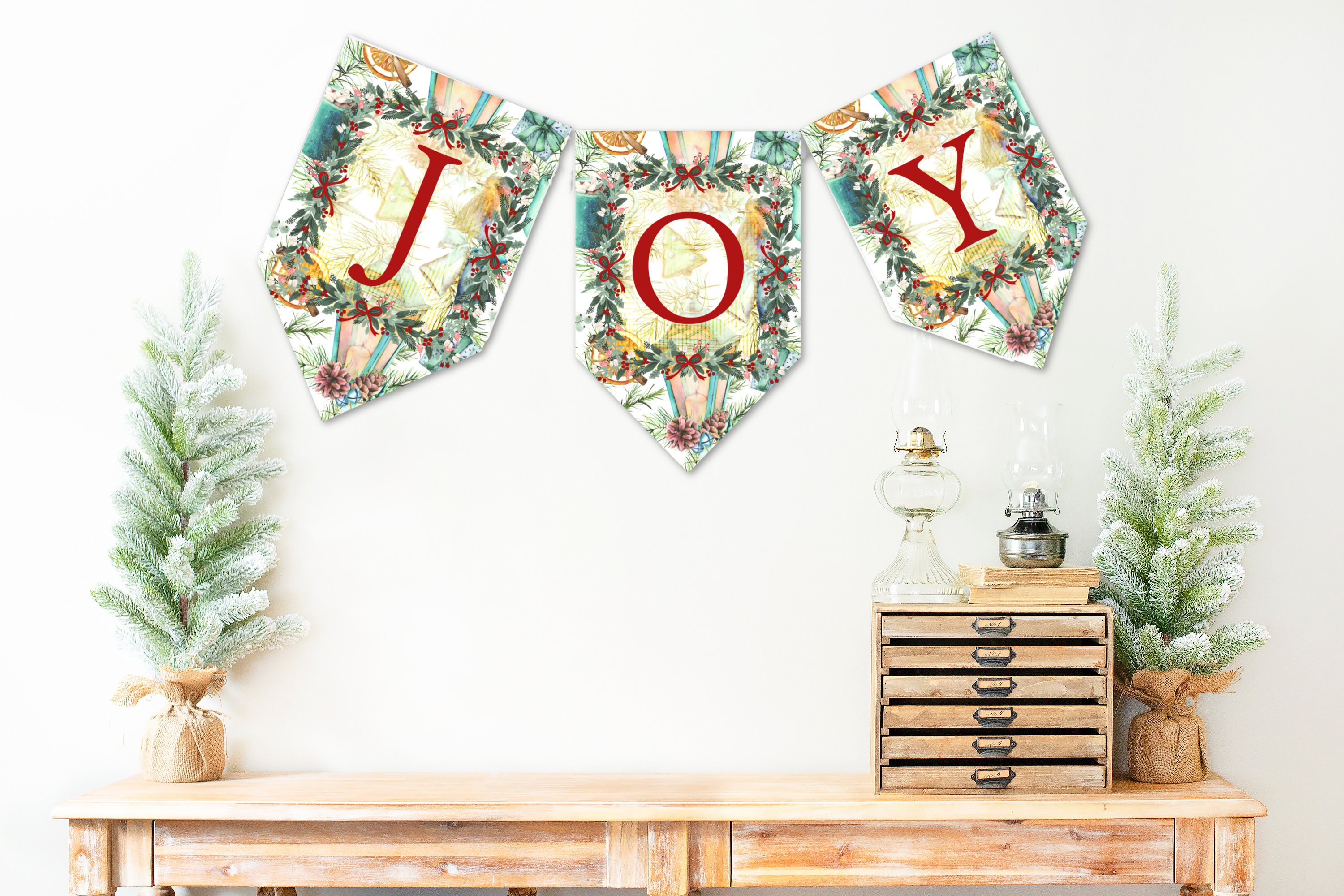 JOY CHRISTMAS BANNER Printable Christmas Banner Joy Pendant - Etsy