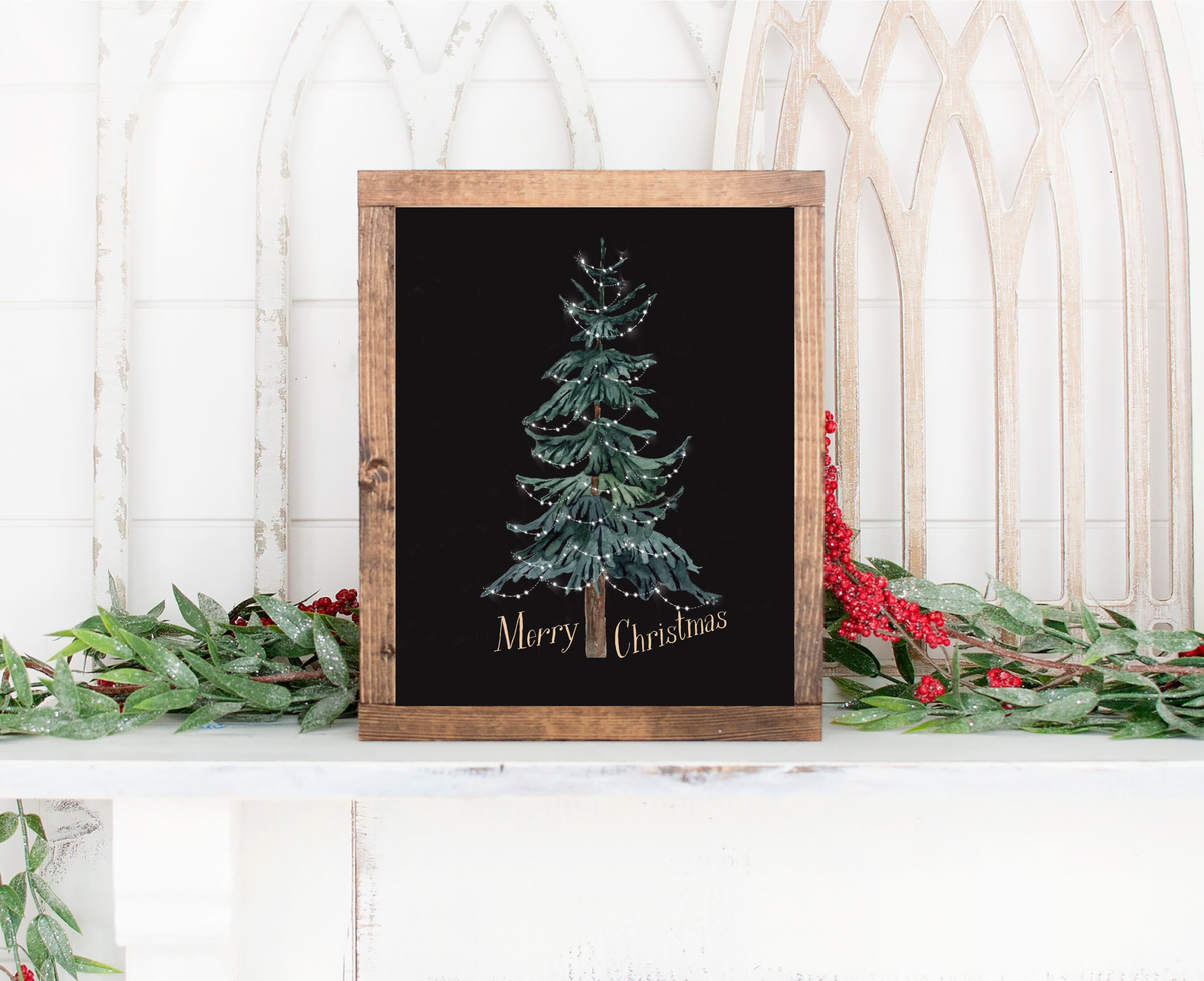 MERRY CHRISTMAS Sign Printable Sign Christmas Tree Print | Etsy