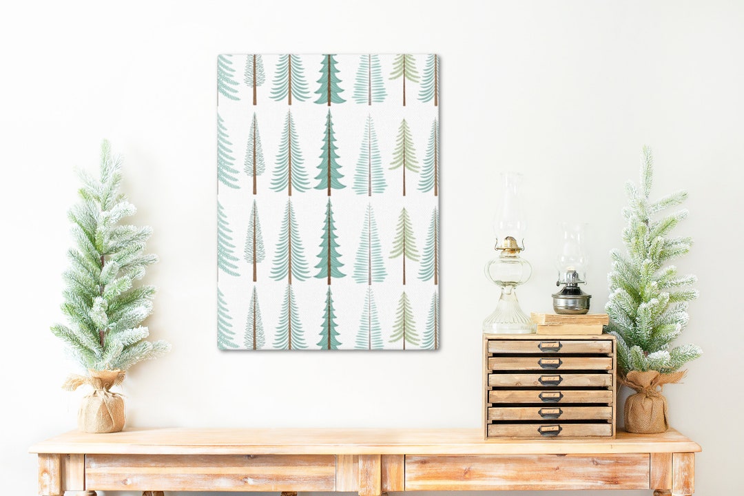 EVERGREEN TREES SIGN, Tree Print, Christmas Sign, Christmas Canvas ...