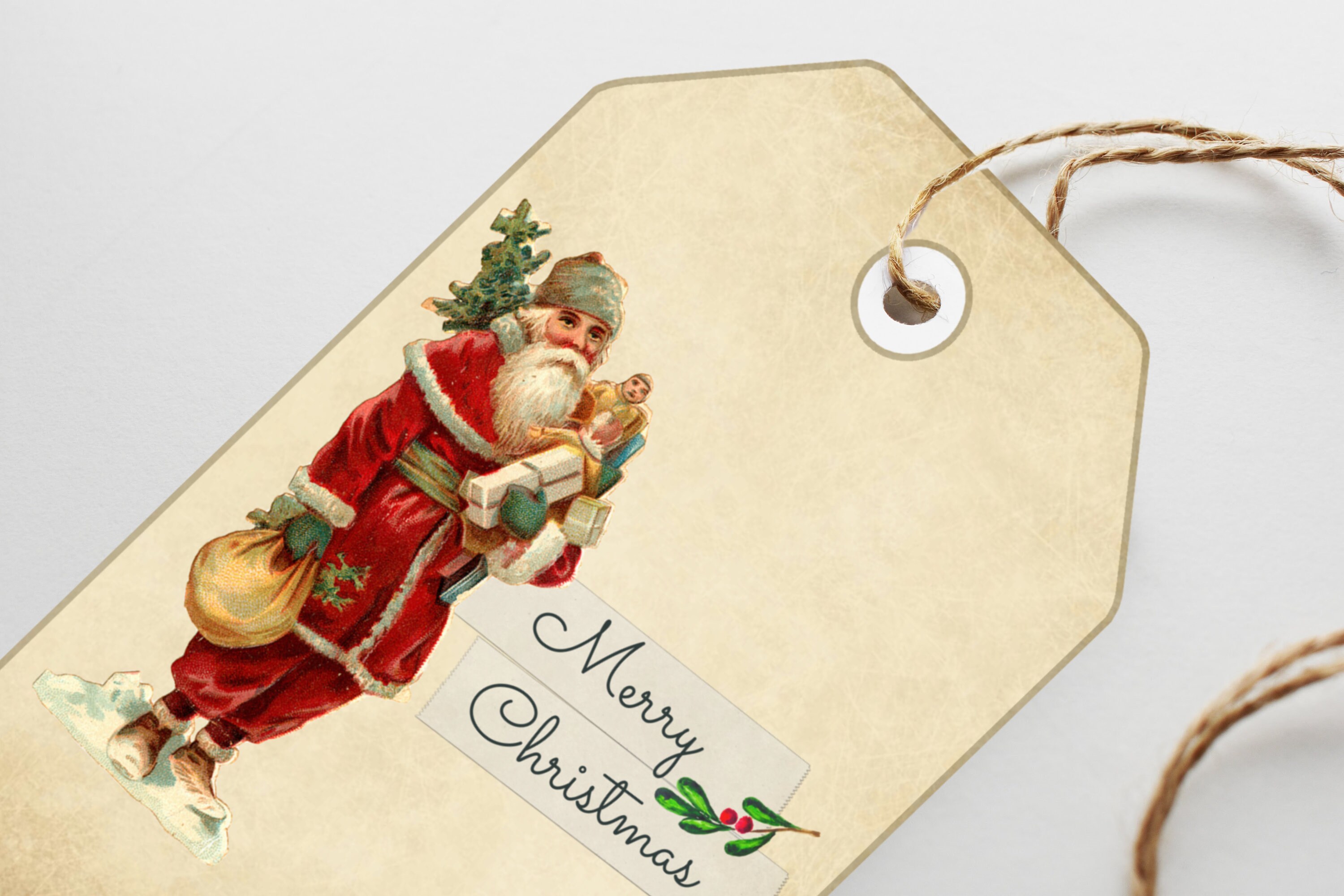 CHRISTMAS GIFT TAGS Merry Christmas Vintage Santa - Etsy