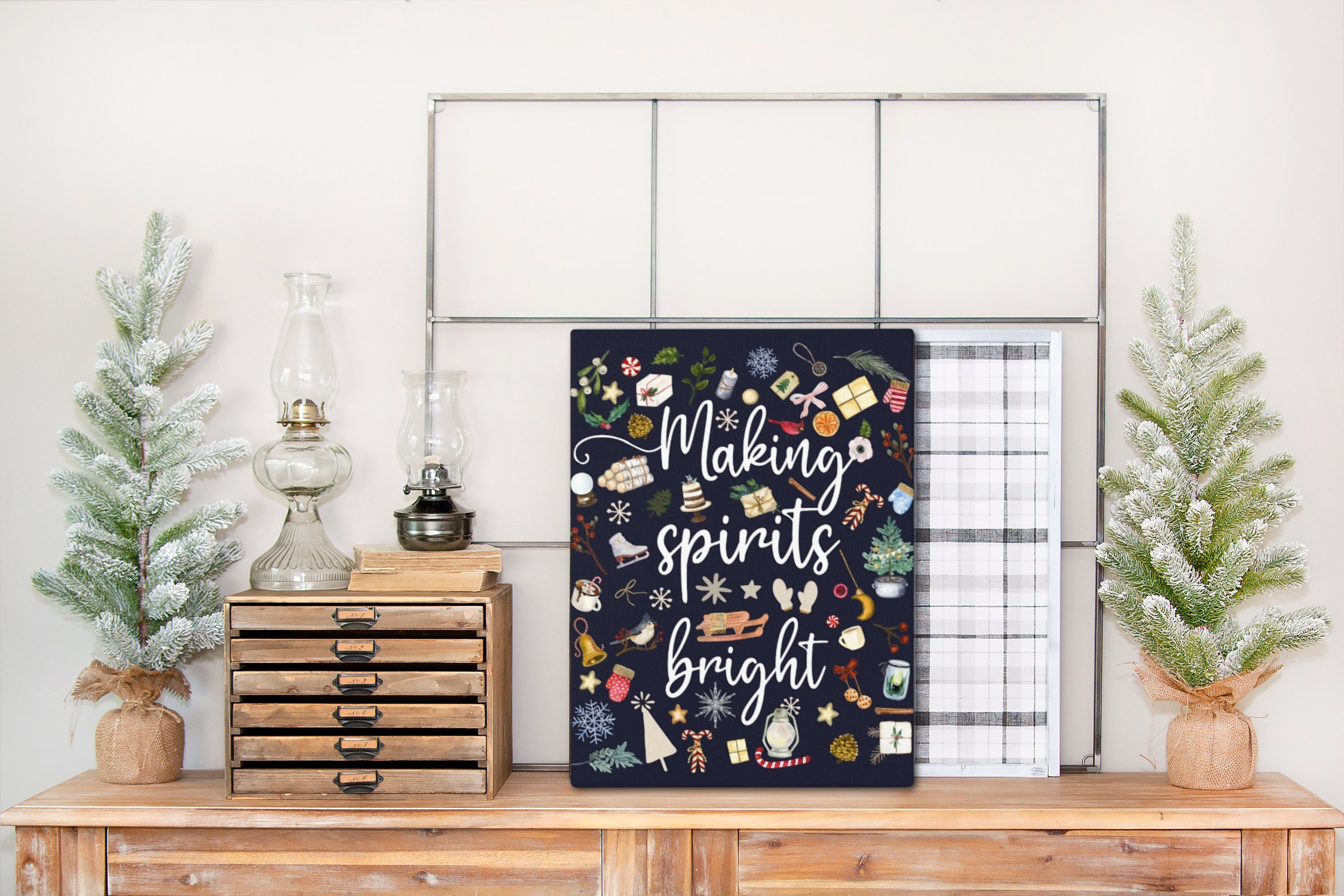 MAKING SPIRITS BRIGHT Sign Holiday Wall Art Christmas | Etsy