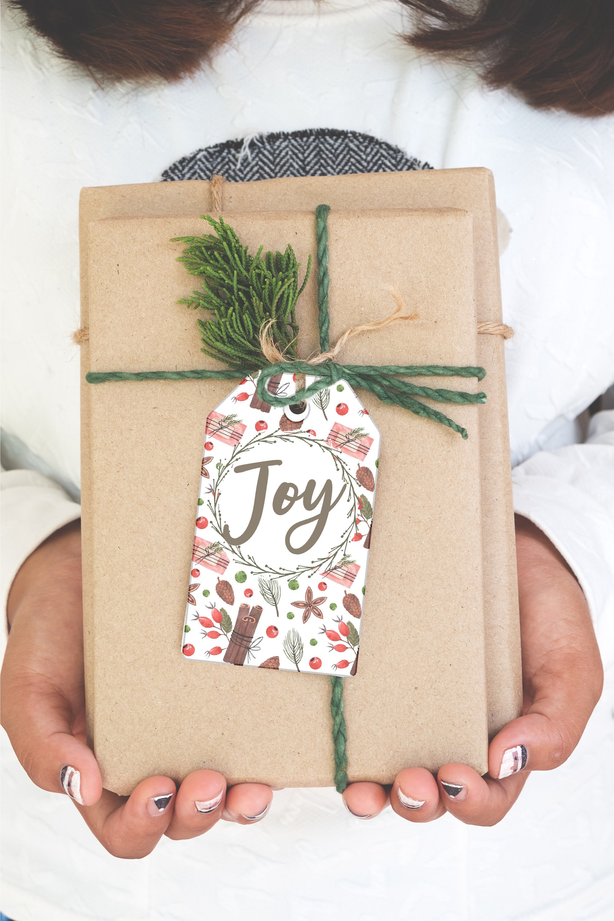 CHRISTMAS GIFT TAGS Joy Gift Tags Botanical Christmas - Etsy