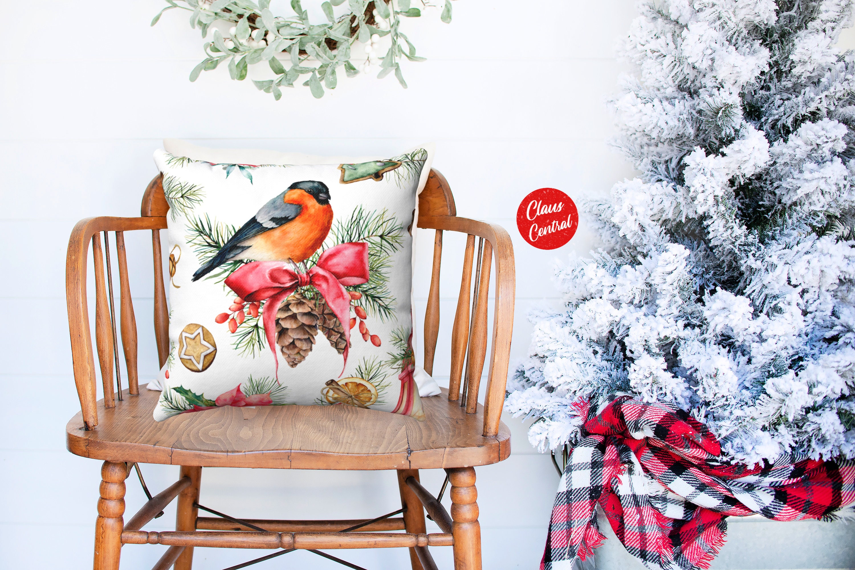 CHRISTMAS FINCH PILLOW Cover Christmas Bird Decor Multiple | Etsy