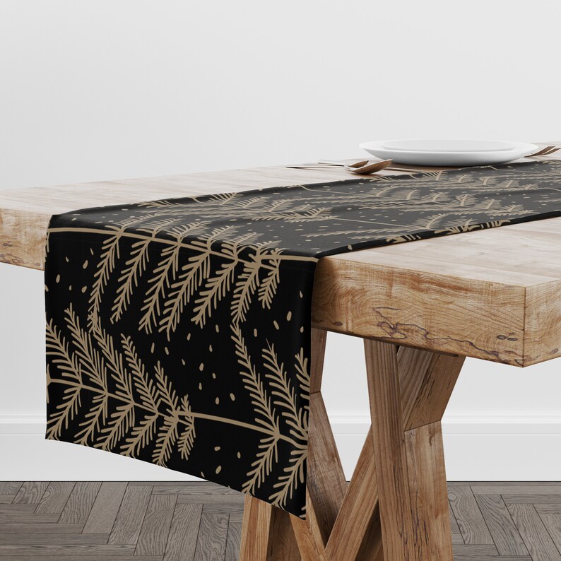 Dark Woodland Pine Table Runner – Winter Holiday Table Decor in 2 Sizes ...